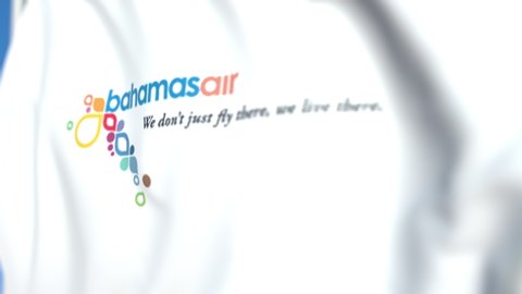 Waving Flag Bahamasair Logo Closeup Editorial Stock Footage Video (100% ...