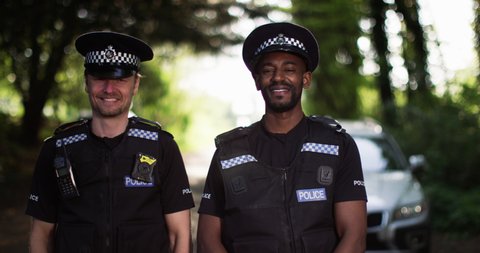4k Portrait Smiling Police Officer Partners Stock Footage Video (100% ...