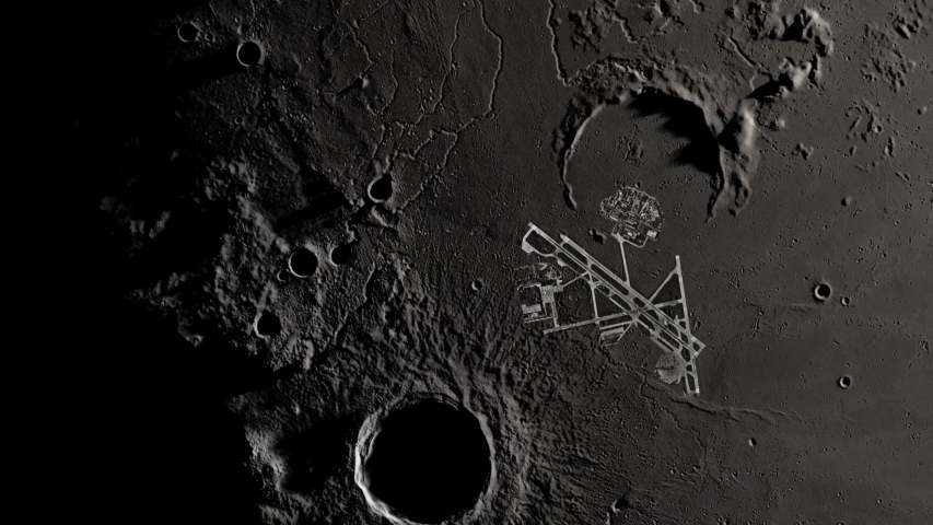 Moon Spaceport Fictional View Sky Runaway Stock Footage Video (100% ...