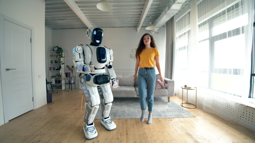 Young Woman and Droid Dance Stock Footage Video (100% Royalty-free ...