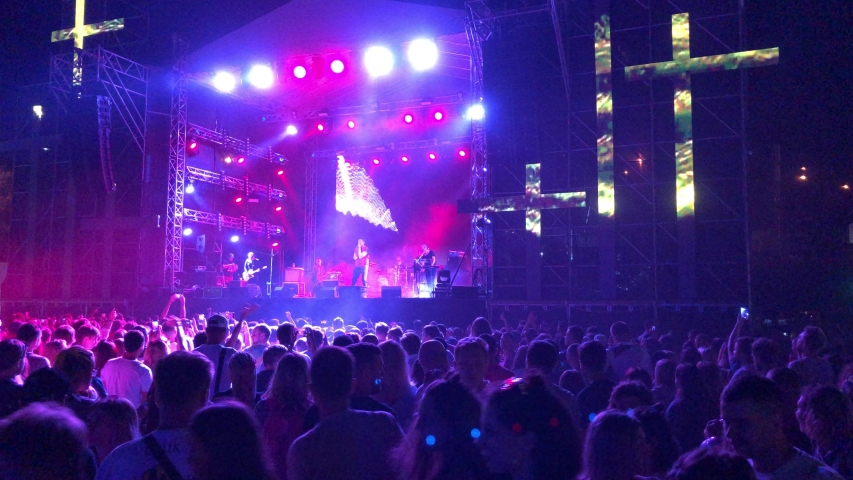 Gold Confetti Floating Air During Concert Stock Footage Video (100% ...