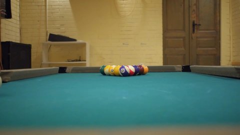 Pool Game Starts First Shot Breaking Stock Footage Video (100% Royalty ...