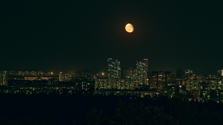 Moon in the sky over the city image - Free stock photo - Public Domain ...
