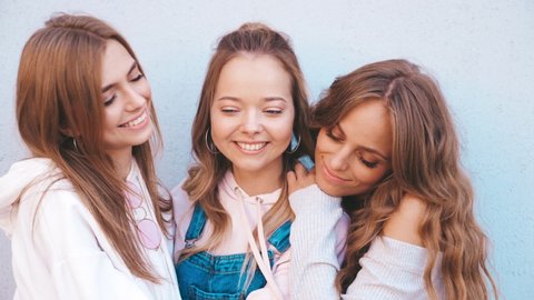 Group Cute Girlfriends Pose On Rooftop Stock Footage Video (100% ...