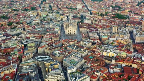 Duomo Di Milano Cathedral Aerial Reverse Stock Footage Video (100% ...
