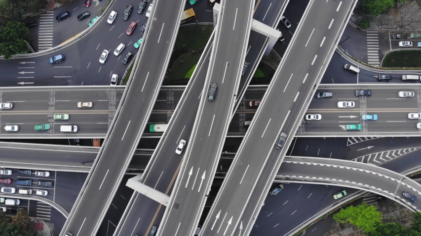 aerial shot complex stacked interchange chinese Stock Footage Video ...