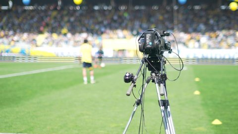 Professional Broadcast Camera Stadium Live Tv Stock Footage Video (100% ...