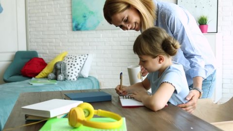 Little Girl Finishing Homework Right Before Stock Footage Video (100% ...
