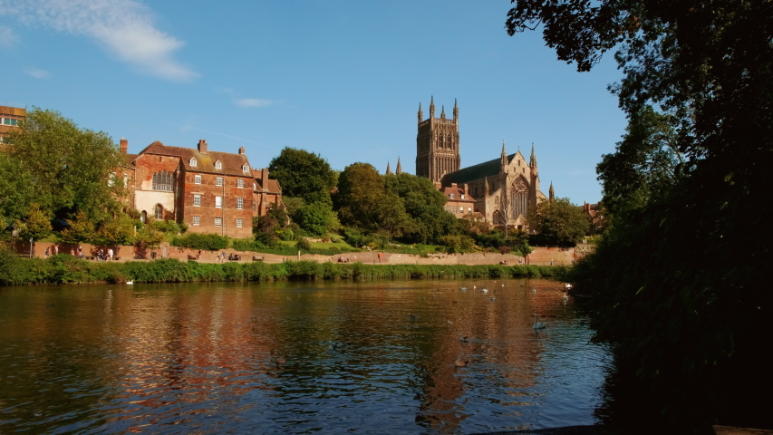 wide view worcester cathedral england uk Stock Footage Video (100% ...