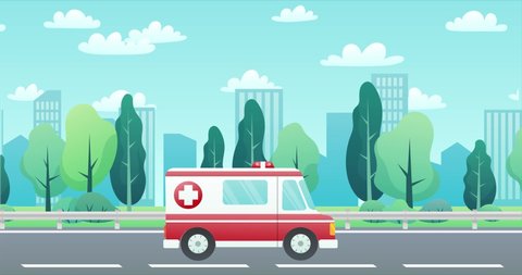 Animation Ambulance Driving On Road Hospital Stock Footage Video (100% ...