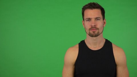 Man Standing Front Green Screen Background Stock Footage Video (100% ...