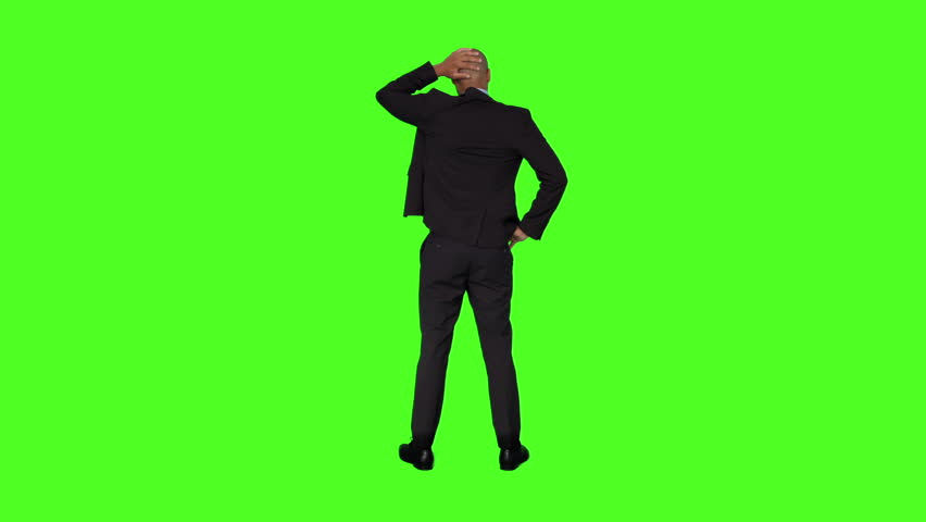 businessman standing thinking on green screen Stock Footage Video (100% ...