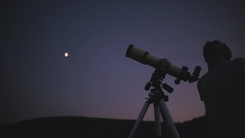 Astronomer Telescope Watching Stars Moon Stock Photo (Edit Now) 1621668403