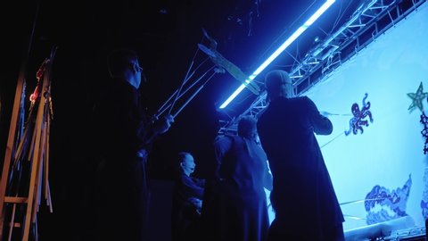 Teamwork Group Actors Playing Shadow Theater Stock Footage Video (100% ...