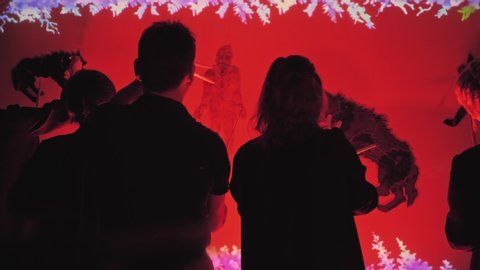 Teamwork Group Actors Playing Shadow Theater Stock Footage Video (100% ...