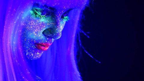 Fashion Model Woman Neon Light Portrait Stock Photo 420836827 ...