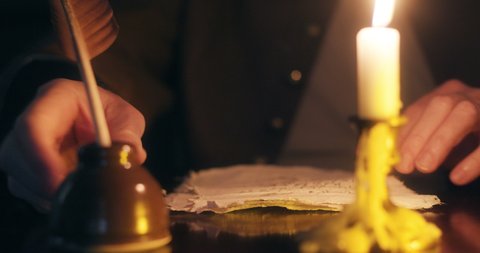 Close Shot 1700s Man Writing Quill Stock Footage Video (100% Royalty ...