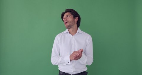 Bored Businessman Clapping Hands Over Green Stock Footage Video (100% ...