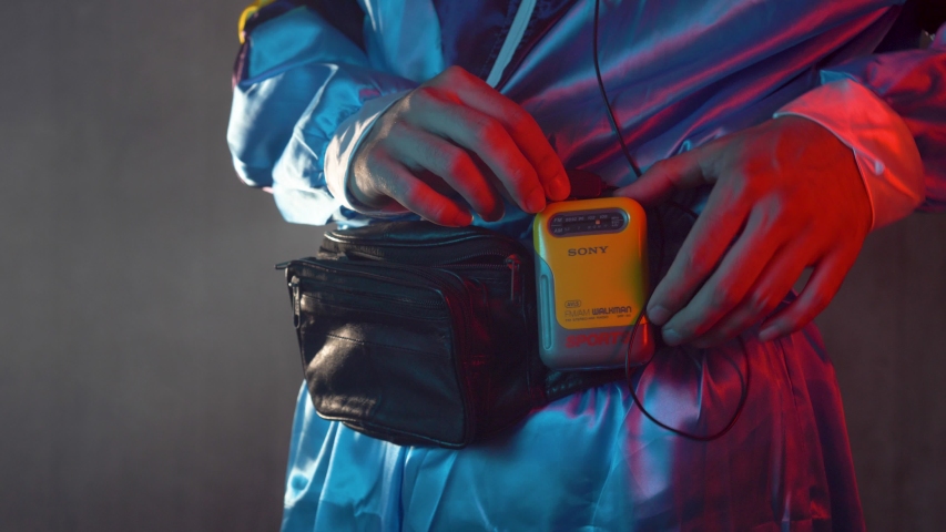 Using a Sony Walkman Portable Stock Footage Video (100% Royalty-free ...