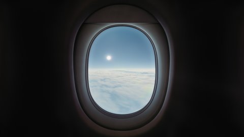 Airplane Window View Above Clouds Blue Stock Footage Video (100% ...