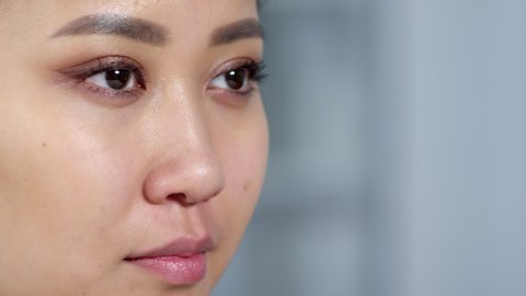 Choker Shot Young Asian Woman Looking Stock Footage Video (100% Royalty ...