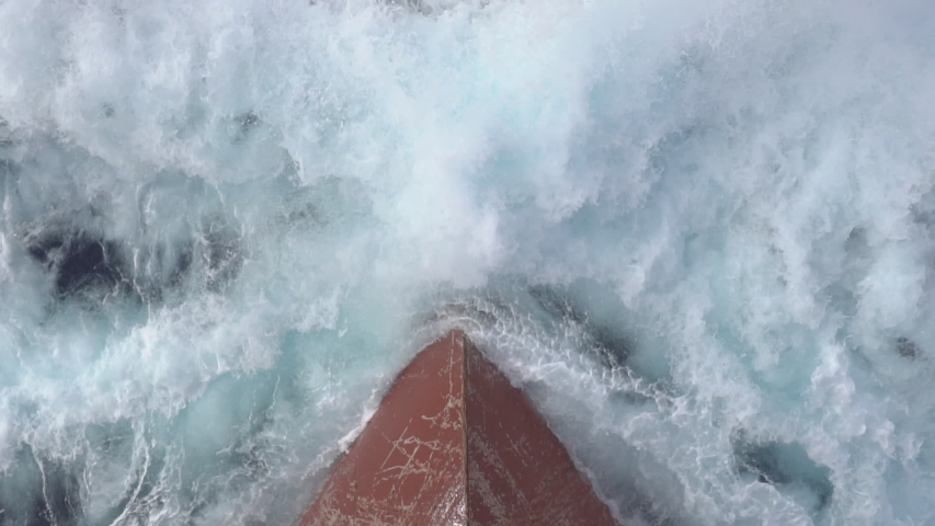 red bow cargo ship breaking waves Stock Footage Video (100% Royalty ...