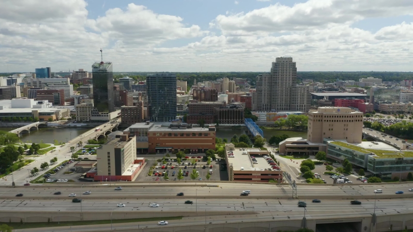 downtown aerial view grand rapids michigan Stock Footage Video (100% ...