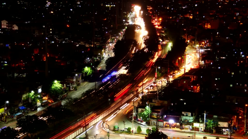 Night time Lights on the road in Manila, Philippines image - Free stock ...