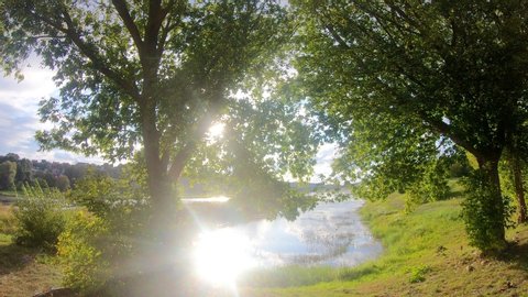 Bright Reflection Sun River Bright Sun Stock Footage Video (100% ...