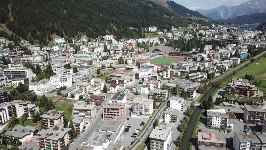 Aerial View of Davos City Stock Footage Video (100% Royalty-free ...