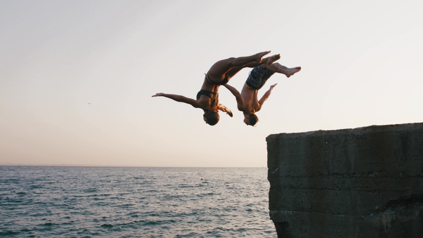 women-doing-a-backflip-on-the-beach image - Free stock photo - Public ...