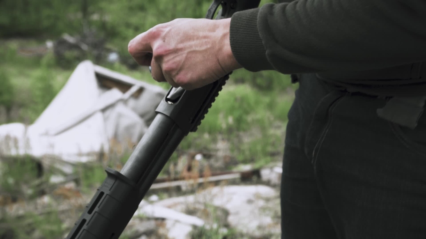 man loading firing shotgun Stock Footage Video (100% Royalty-free ...