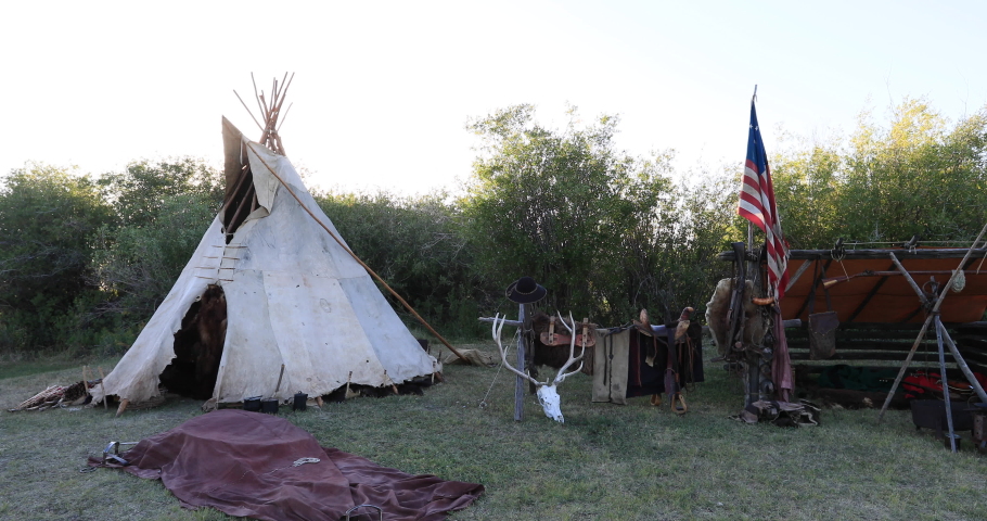 Rocky Mountain Man Rendezvous Tent Tee Stock Footage Video (100% ...