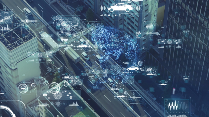 Aerial Drone Shot Autonomous Self Driving Stock Footage Video (100% ...