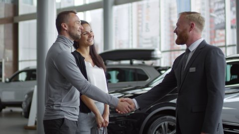 Cheerful Salesman Formal Suit Smiling Giving Stock Footage Video (100% ...