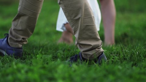 Child Learns Walk Childrens Feet First Stock Footage Video (100% ...