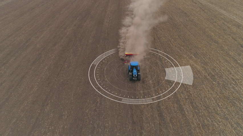 aerial autopilot tractor cultivating arable land Stock Footage Video ...