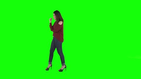 Pretty Young Woman Walking Back Forth Stock Footage Video (100% Royalty ...