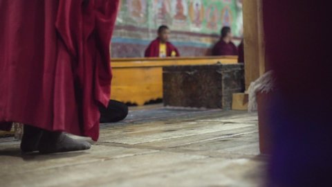 Humble Tibetan Buddhist Monk Bows Down Stock Footage Video (100% ...