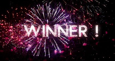 Winner Text Animation Splendid Fireworks Background Stock Footage Video ...
