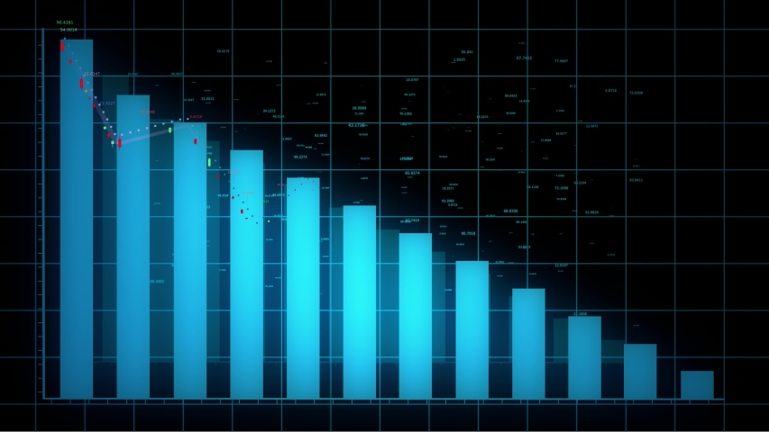 Digital Blue Bar Chart Growing Business Stock Footage Video (100% ...