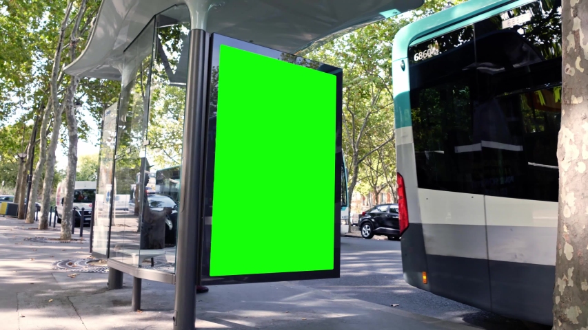 green screen bus stop advertising billboard Stock Footage Video (100% ...