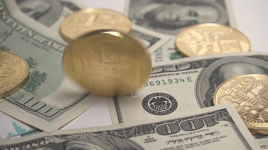 Hundred Dollar Bills and Bitcoin Coins image - Free stock photo ...