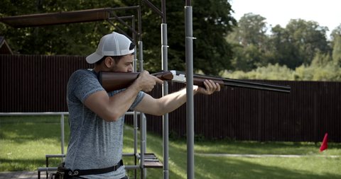 Target Shooting Man Shoots Shotgun Stock Footage Video (100% Royalty ...
