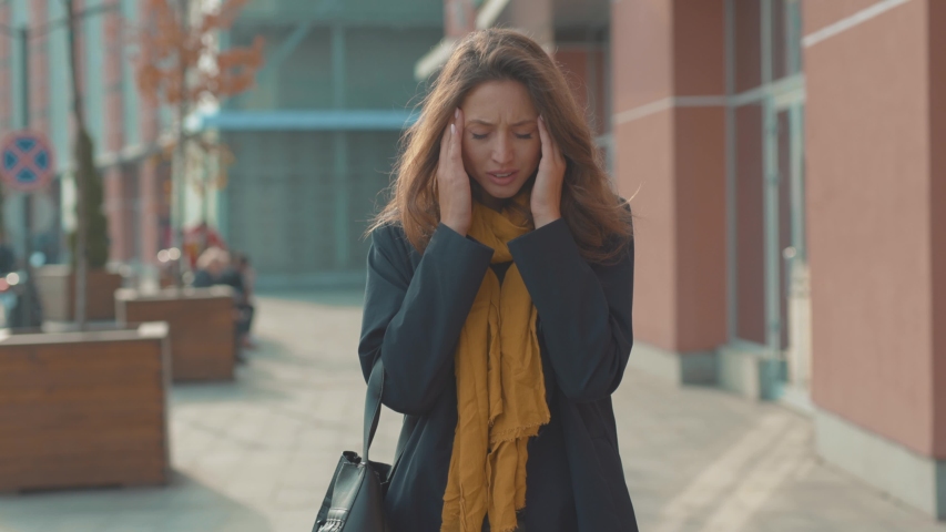 face young woman walk headache look Stock Footage Video (100% Royalty ...