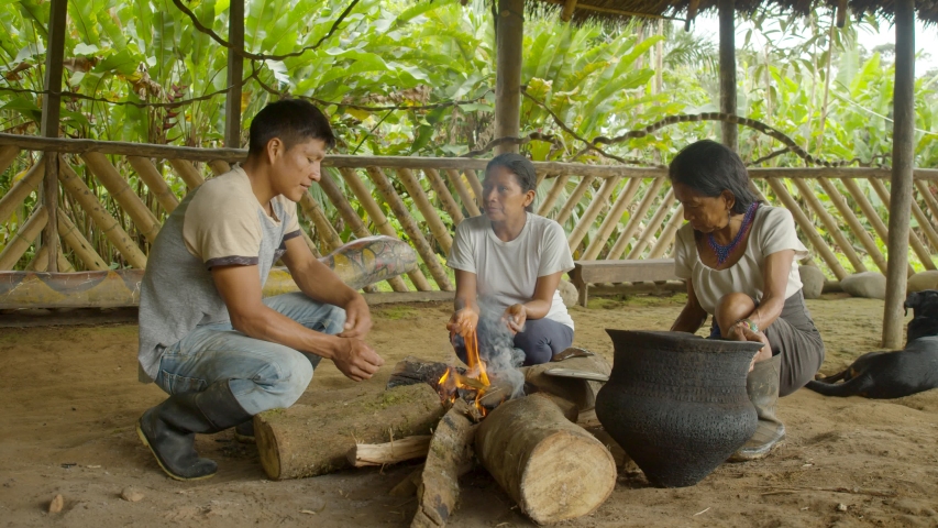 Indigenous People Cooking and Chatting Stock Footage Video (100% ...