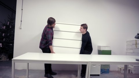 Men Moving Filing Cabinet Office Stock Footage Video (100% Royalty-free ...