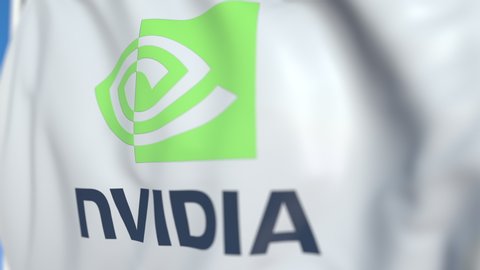 Waving Flag Nvidia Logo Closeup Editorial Stock Footage Video (100% ...