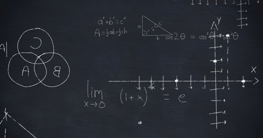 animation mathematical calculations equations handwritten white Stock ...