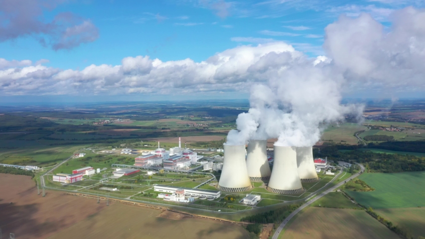 Aerial View to Nuclear Power Stock Footage Video (100% Royalty-free ...